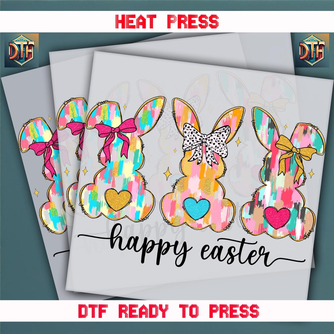 Happy Easter Bunny, Easter Design, Heat Transfer, Ready to Press DTF ...