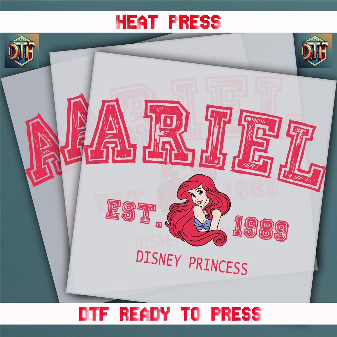 Disney Princess Dtf Print, Ariel Design, Disney Shirt, Ready to Press ...