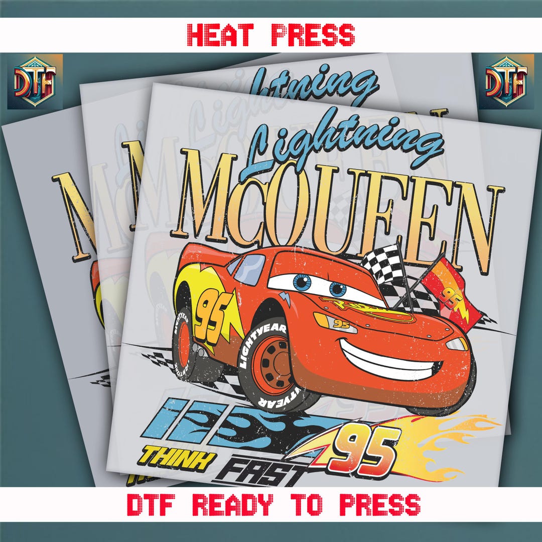 Lightning Mcqueen, Disney Design, Ready to Press DTF Transfer, Iron on ...