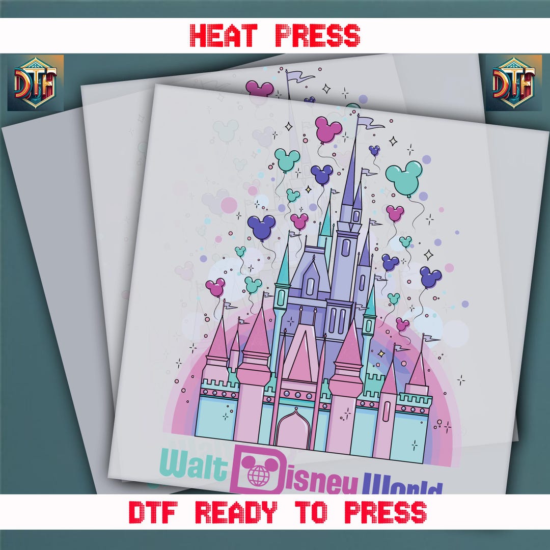 Disney Castle, Walt Disney World Design, Ready to Press DTF Transfer ...