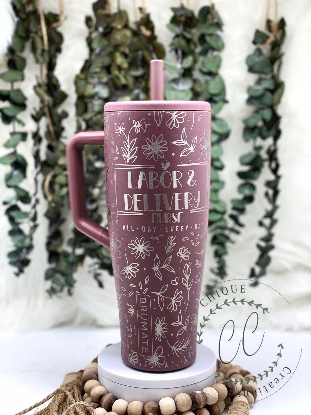 40oz Brumate Eras Laser Engraved Labor and Delivery, L&D, Nurse, Floral ...