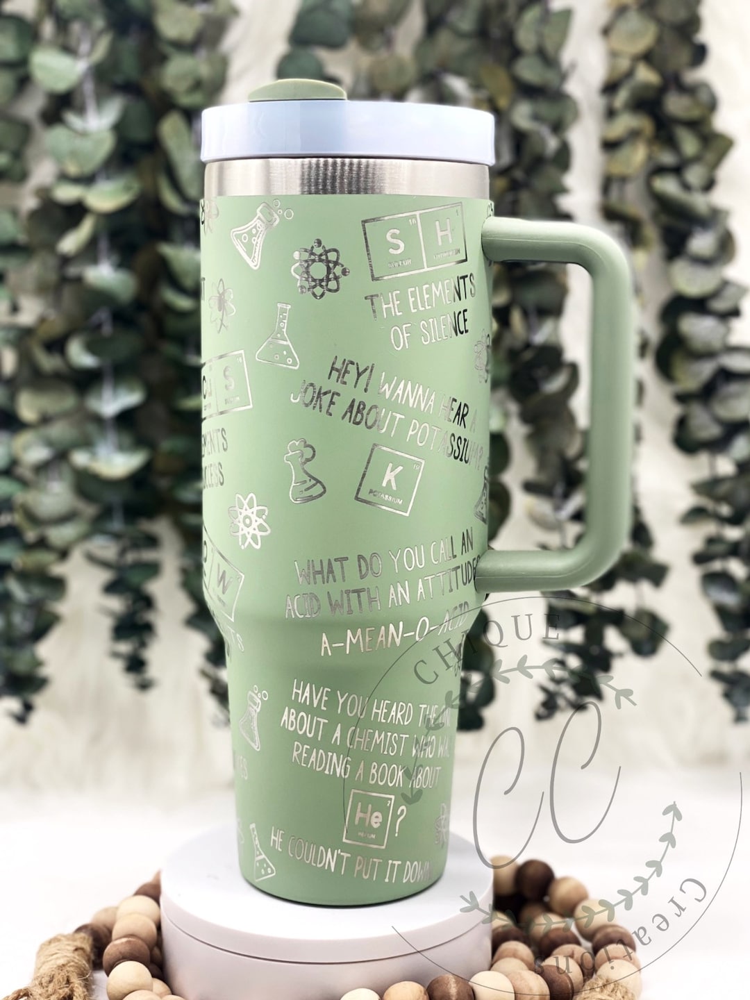 Laser Engraved Periodic Table, Chemistry Tumbler With Handle, Lid ...