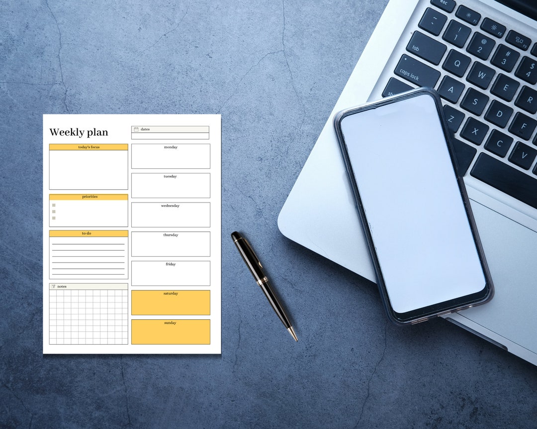 Yellow Weekly Planner Bundle | Printable Planner | Digital Download ...