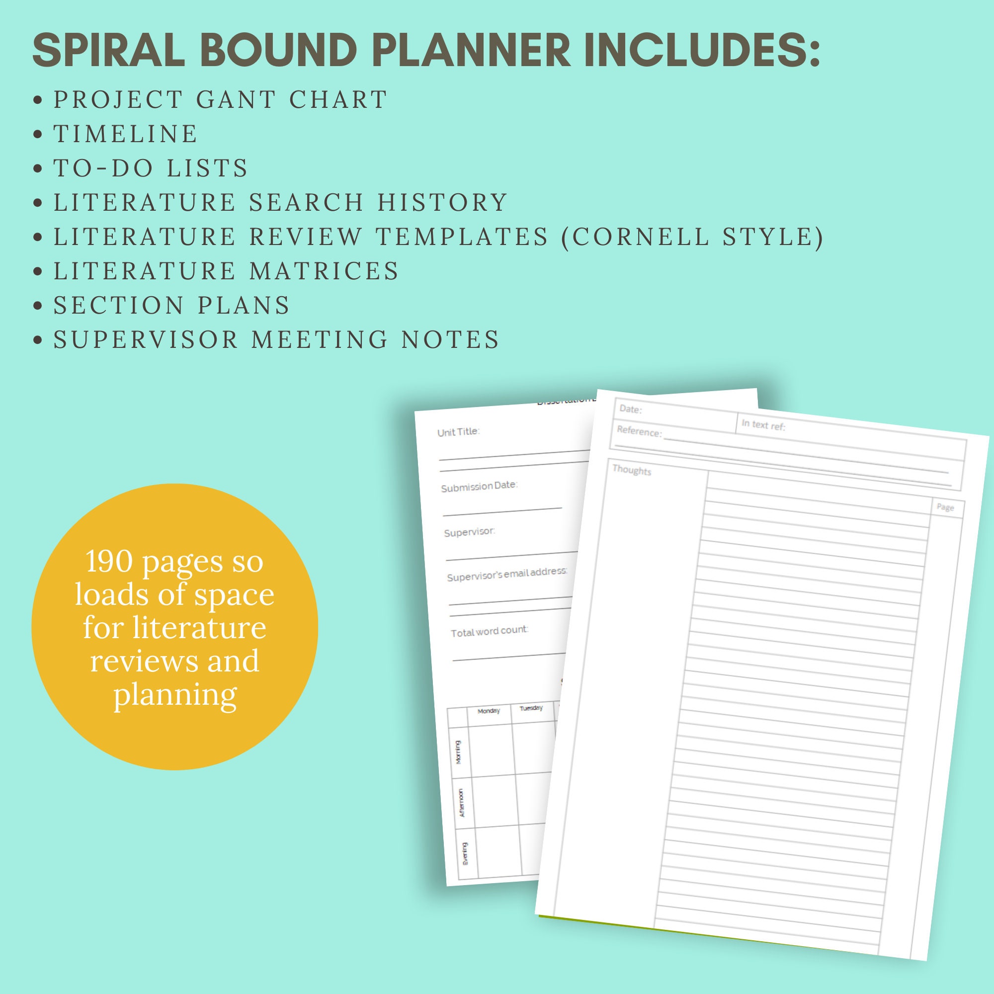 A4 Dissertation Planner, Thesis, Essay Writing, Essay Outline ...