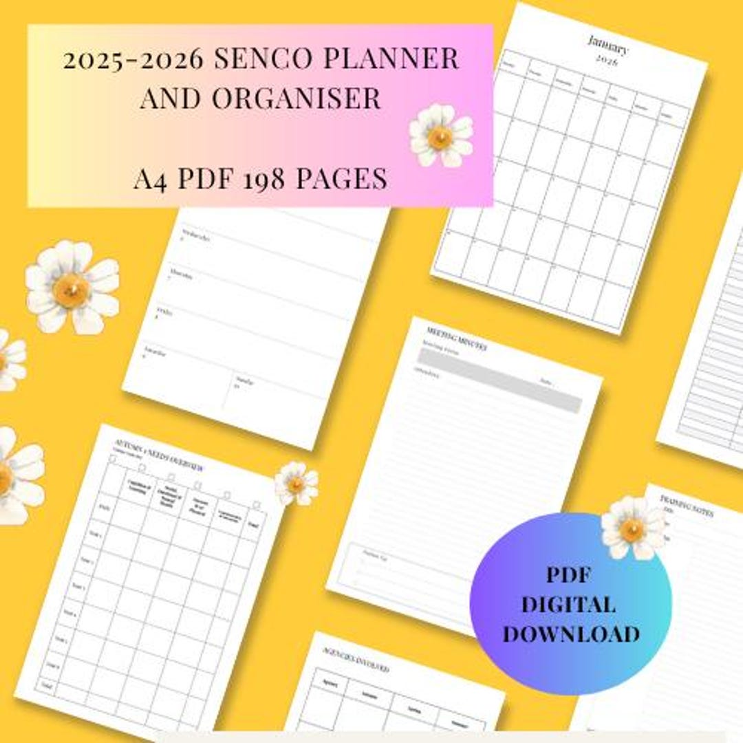 Digital Download A4 PDF SENCO Planner and Organiser 2025-2026 - Etsy