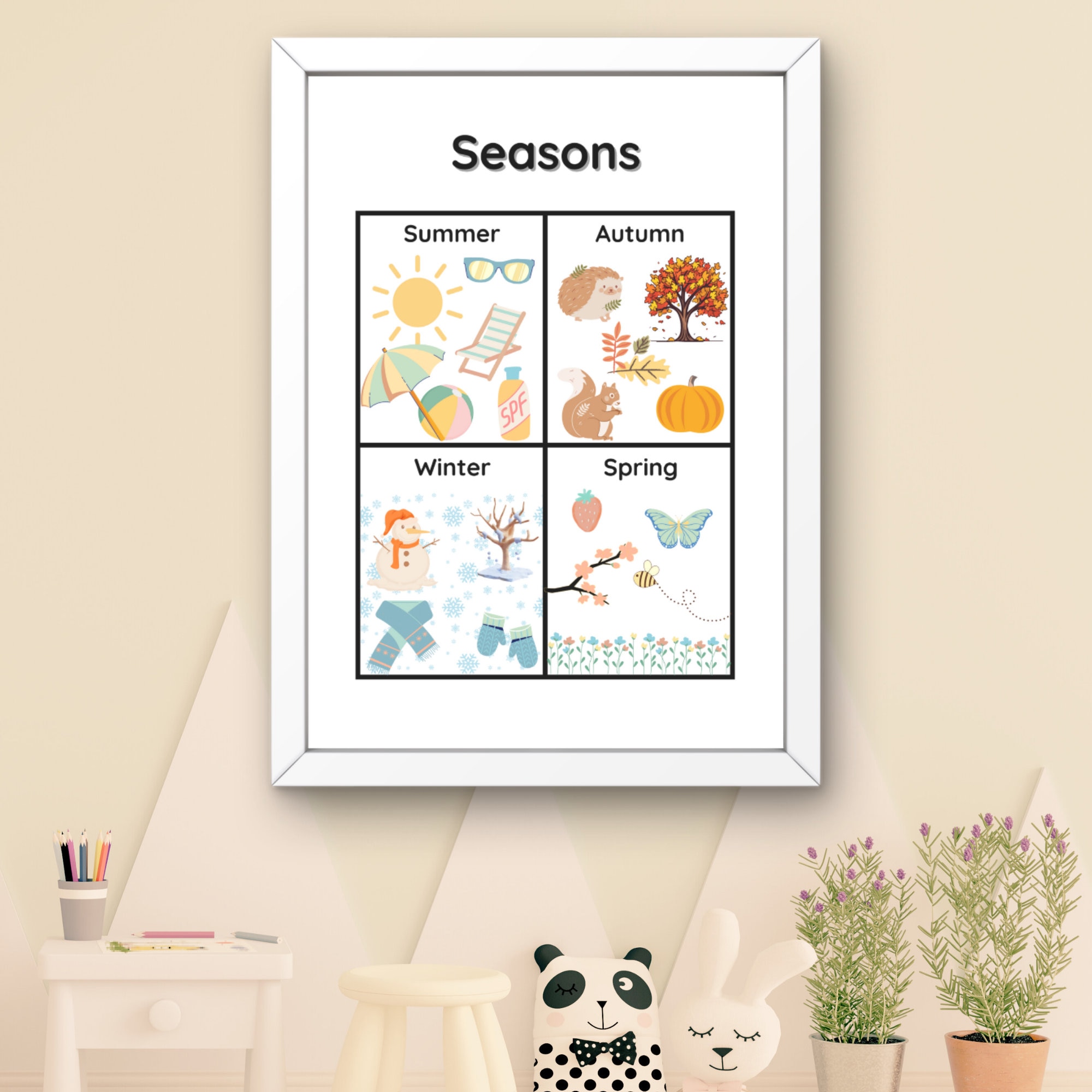 Childrens Educational Seasons Poster for Learning Seasons - Etsy