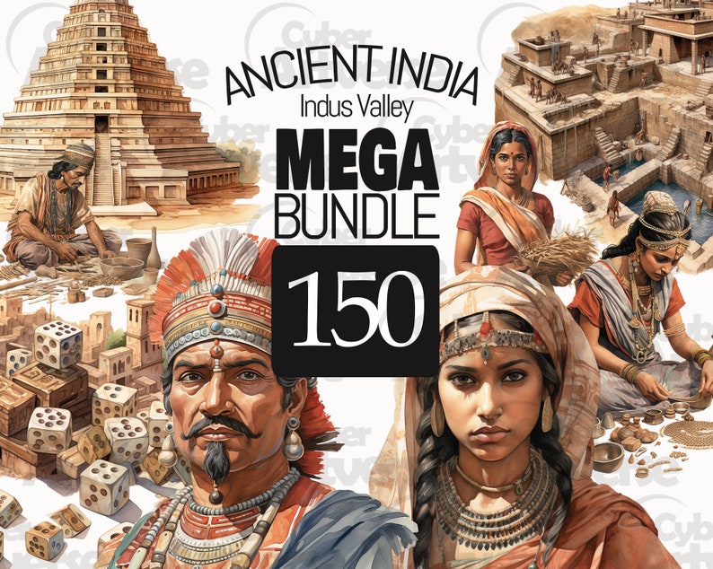 MEGA BUNDLE Indus Valley Watercolor Clipart Set Complex Ancient Indian ...