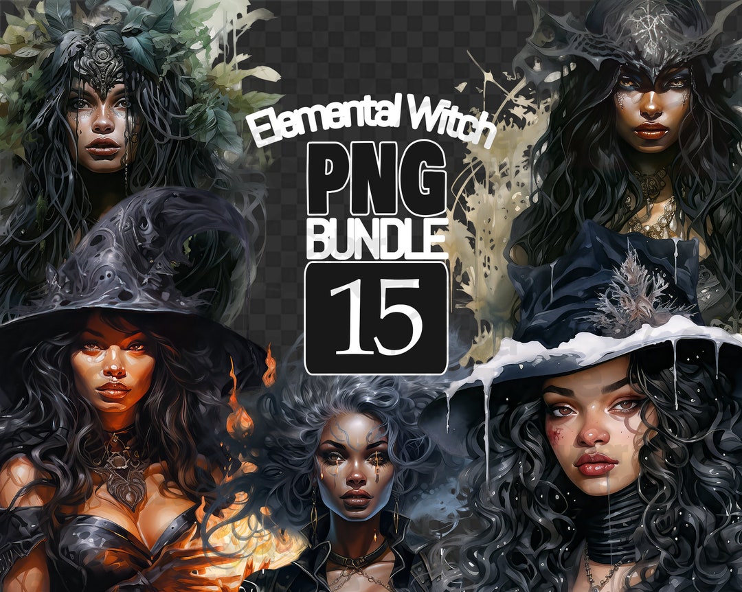 Elemental Witch Clipart Set: Watercolor PNG Bundle (digital Download ...