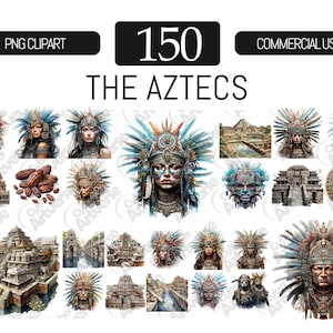 Aztec Watercolor Clipart Set: Mesoamerican Culture Graphics (PNG, 150 ...