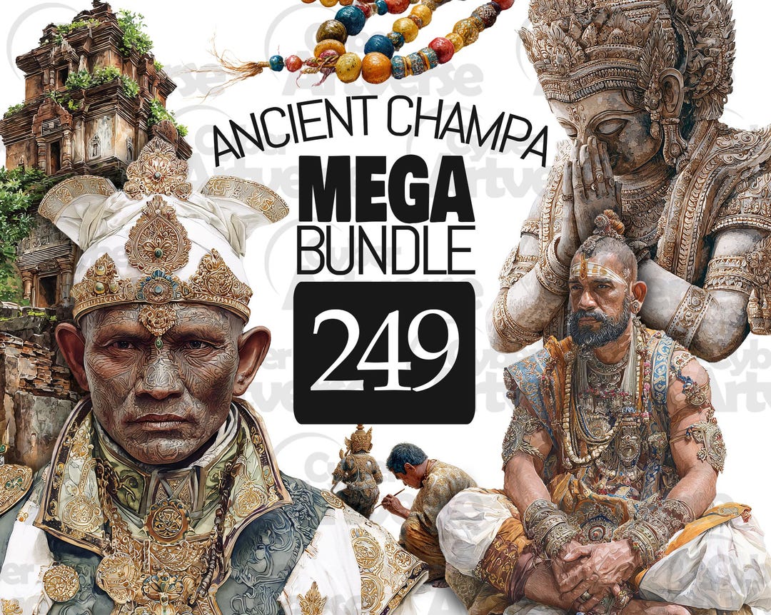 MEGA BUNDLE Ancient Champa Clipart Set - Hindu Temples, Maritime Trade ...