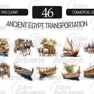 BIG BUNDLE Ancient Egyptian Transportation Watercolor Clipart Set ...