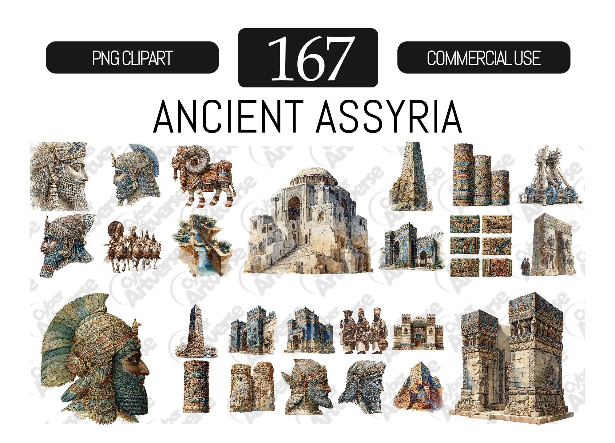 MEGA BUNDLE Ancient Assyria Clipart Set - Mesopotamia, Royal Reliefs ...