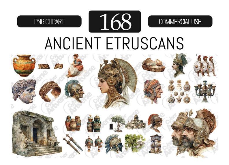 MEGA BUNDLE Ancient Etruscans Clipart Set - Italic Culture, Tomb Art ...
