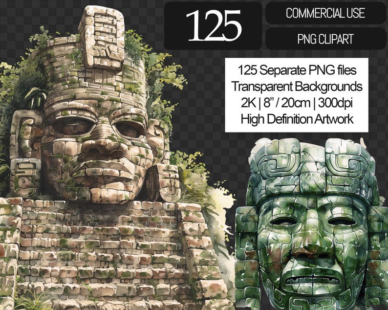 Olmec Civilization Clipart Bundle: Mesoamerica Art (PNG Digital Files ...