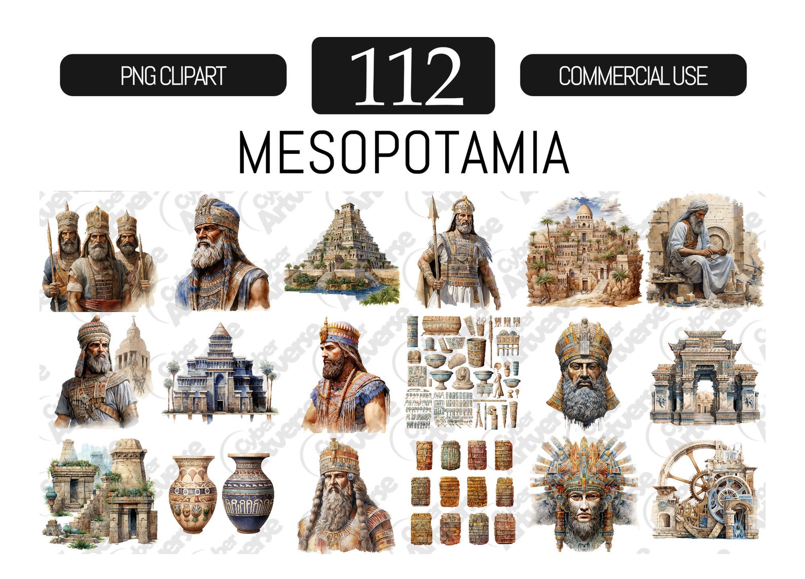 MEGA BUNDLE Mesopotamia Watercolor Clipart Set Ancient Iraq, Babylon ...