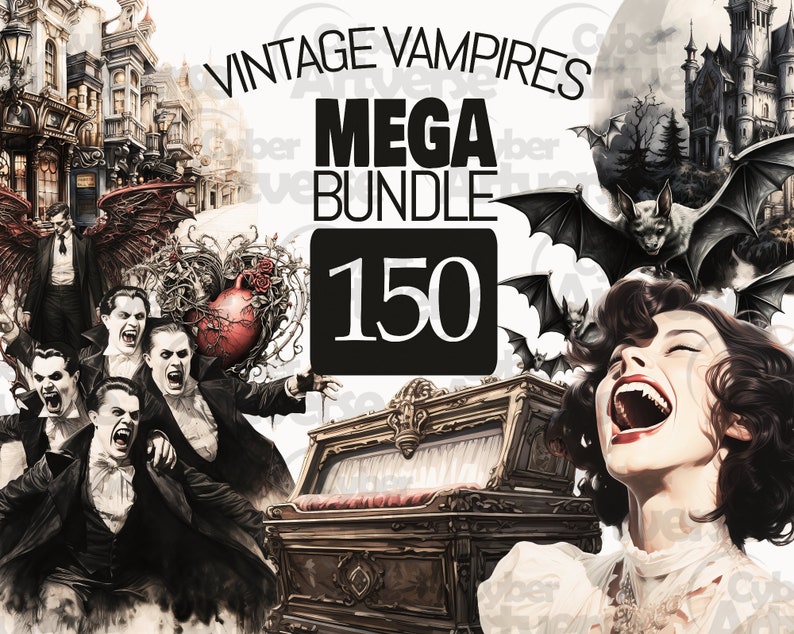 PNG Vintage Vampires Clipart BIG Bundle - Dracula, Fangs, Crimson Rose ...
