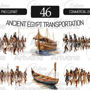 BIG BUNDLE Ancient Egyptian Transportation Watercolor Clipart Set ...
