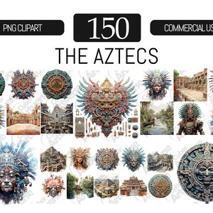 Aztec Watercolor Clipart Set: Mesoamerican Culture Graphics (PNG, 150 ...