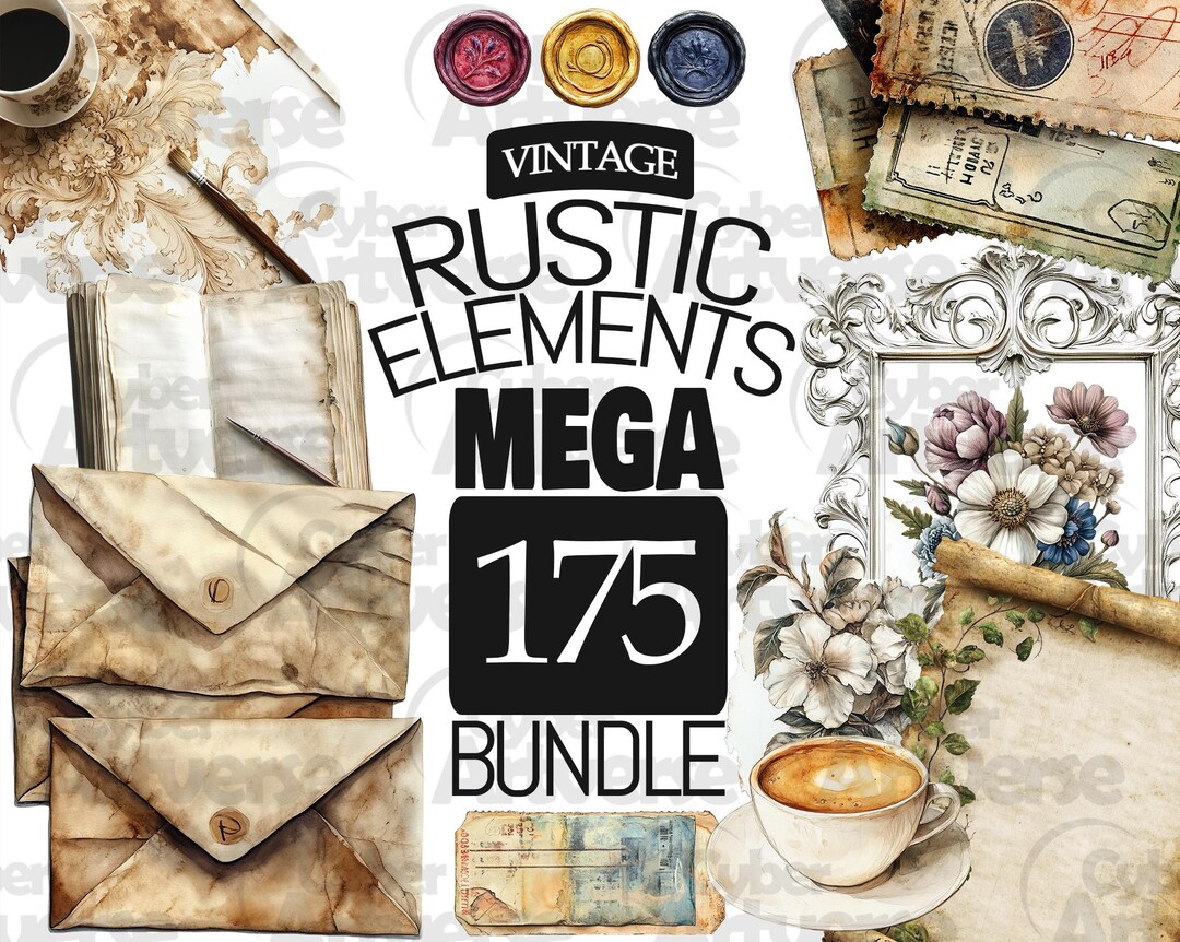 Vintage Rustic Clipart Bundle: Burlap, Lace, Wood Textures (PNG Digital ...