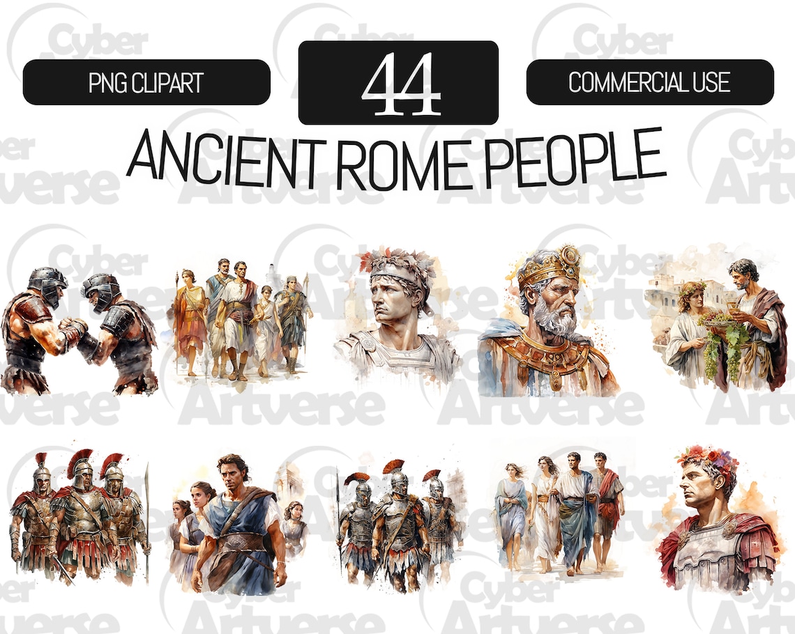 BIG BUNDLE Ancient Roman People Clipart Set Gladiators, Statues, Lovers ...