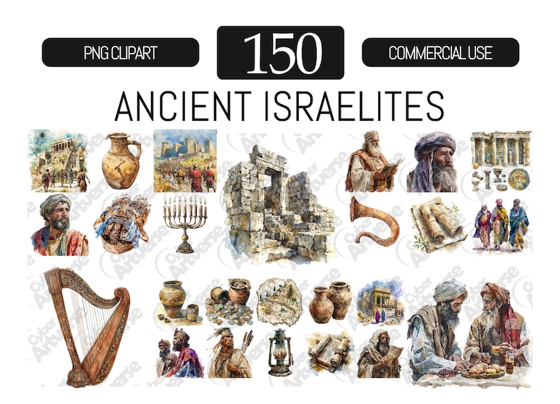 Ancient Israelites Watercolor Clipart Set: Hebrew Bible, Jerusalem ...