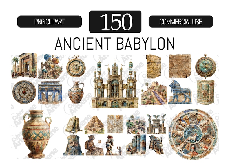 MEGA BUNDLE Ancient Babylon Watercolor Clipart Set Babylonian ...