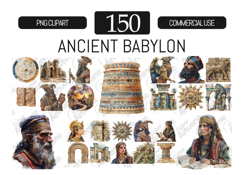 MEGA BUNDLE Ancient Babylon Watercolor Clipart Set Babylonian ...