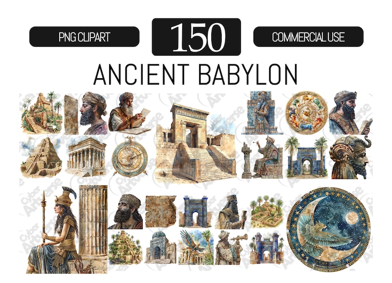MEGA BUNDLE Ancient Babylon Watercolor Clipart Set Babylonian ...