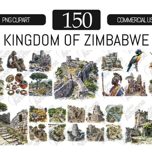 MEGA BUNDLE Kingdom of Zimbabwe Clipart Set - Great Zimbabwe, Shona ...