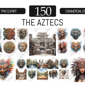 Aztec Watercolor Clipart Set: Mesoamerican Culture Graphics (PNG, 150 ...