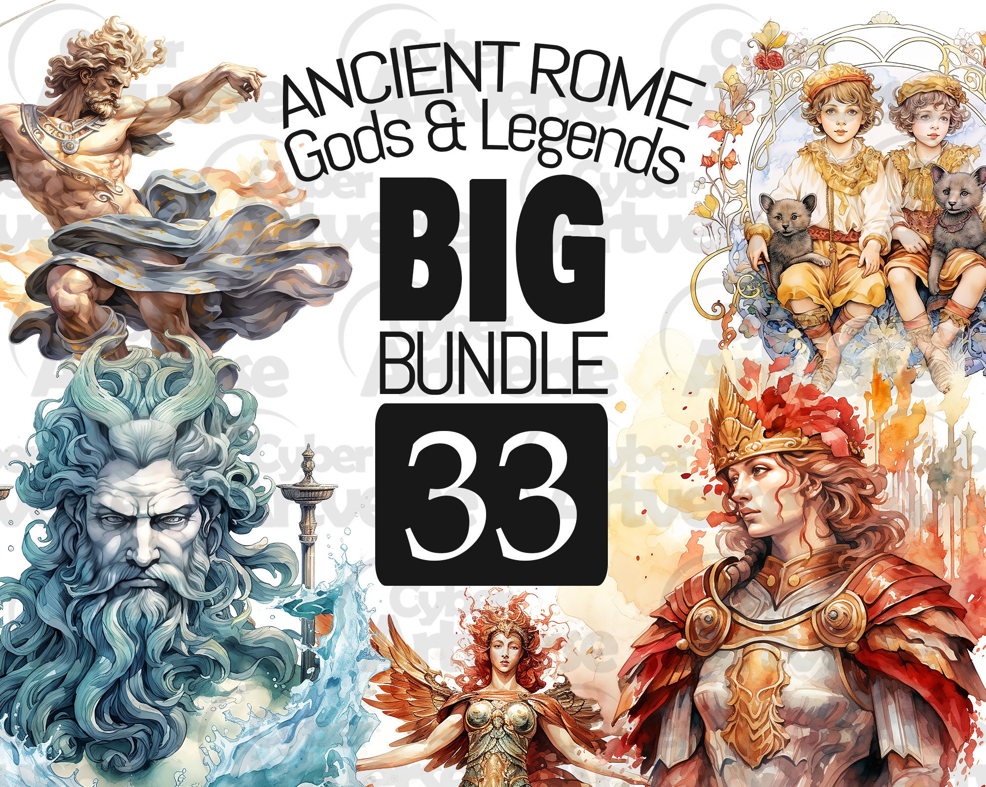 BIG BUNDLE Ancient Roman Gods & Legends Clipart Set - Deities and Myths ...