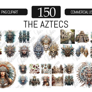 Aztec Watercolor Clipart Set: Mesoamerican Culture Graphics (PNG, 150 ...