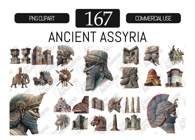 MEGA BUNDLE Ancient Assyria Clipart Set - Mesopotamia, Royal Reliefs ...