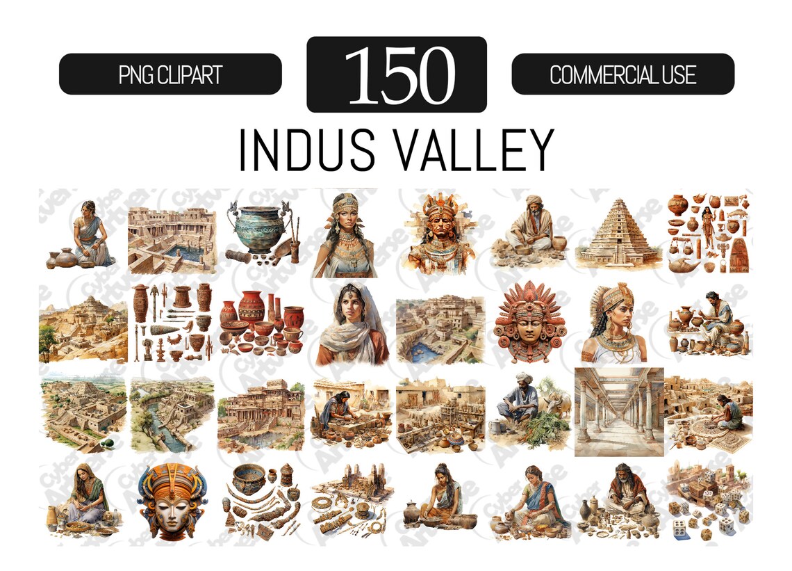 MEGA BUNDLE Indus Valley Watercolor Clipart Set Complex Ancient Indian ...