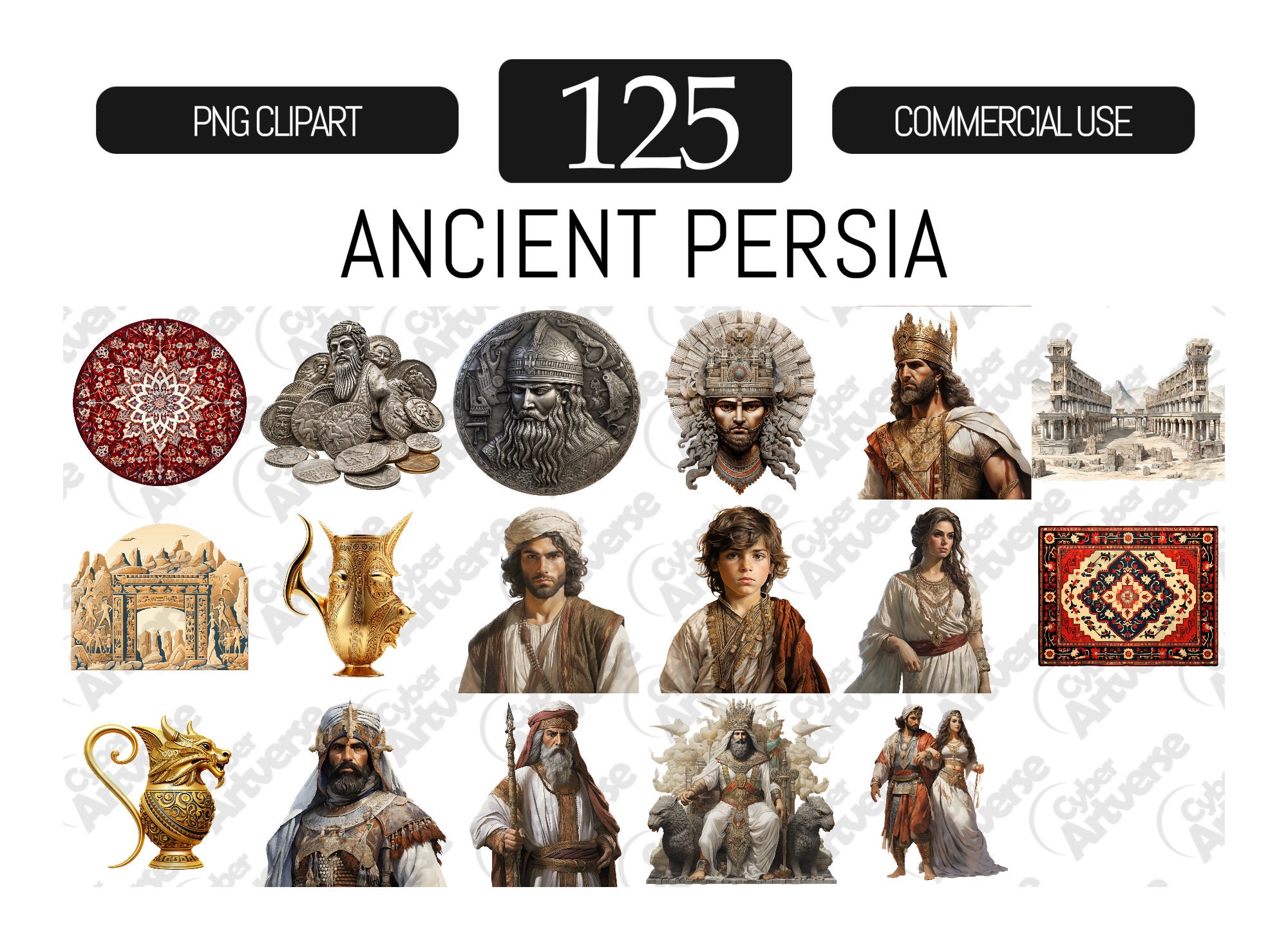 Ancient Persia Watercolor Clipart Set: Mega Bundle (PNG Digital Files ...