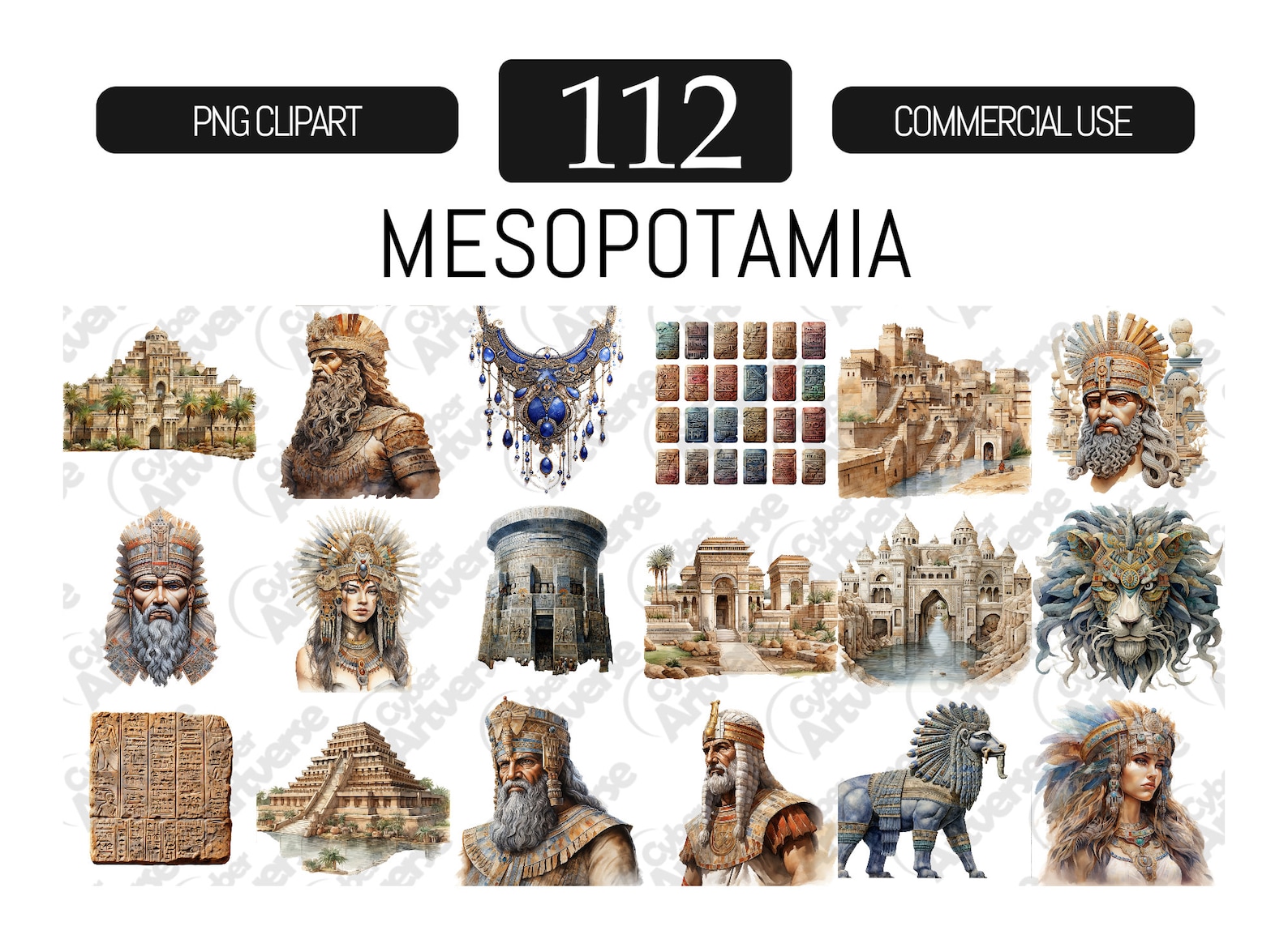 MEGA BUNDLE Mesopotamia Watercolor Clipart Set Ancient Iraq, Babylon ...