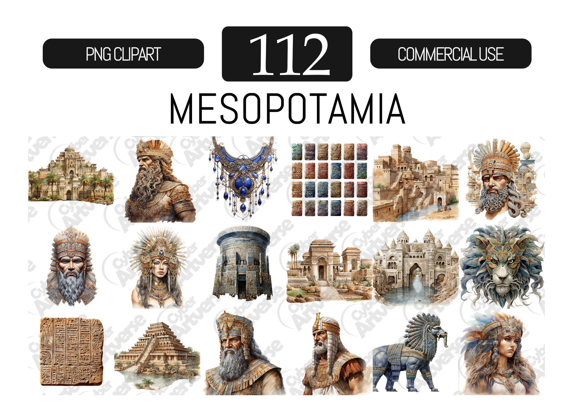 MEGA BUNDLE Mesopotamia Watercolor Clipart Set Ancient Iraq, Babylon ...