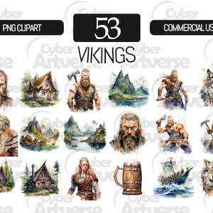 Vikings Watercolor Clipart Set: Nordic Landscapes (digital Download) - Etsy