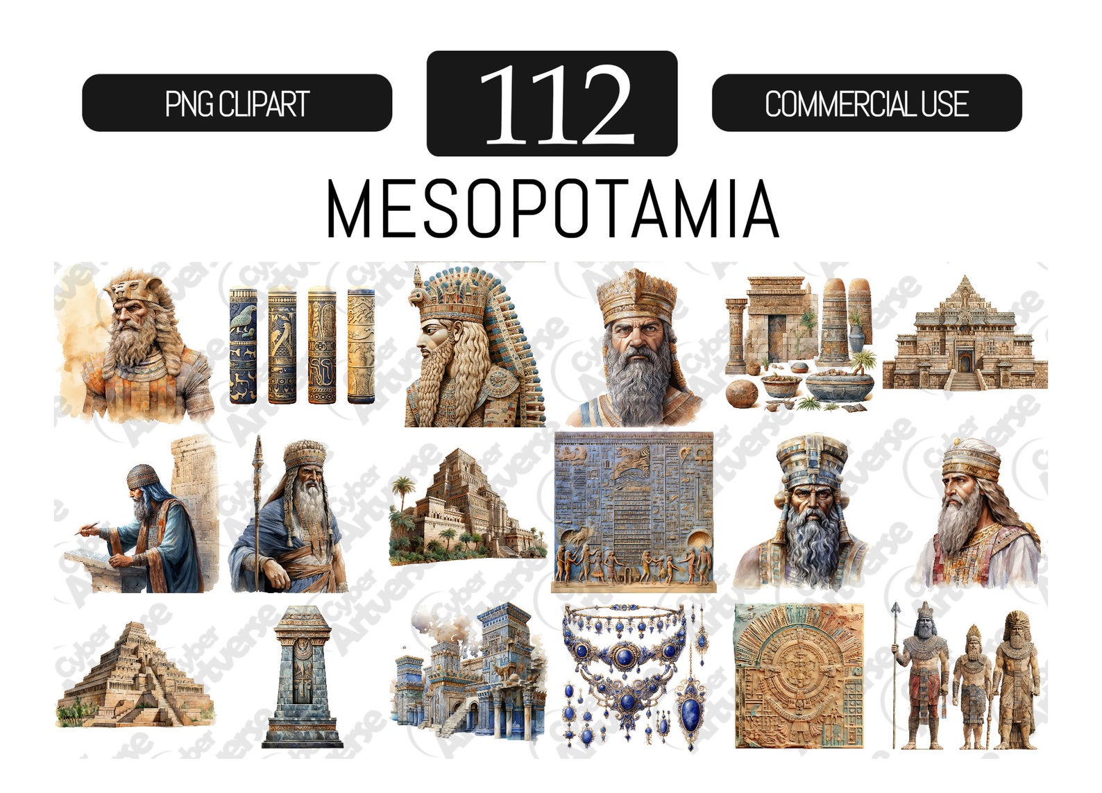 MEGA BUNDLE Mesopotamia Watercolor Clipart Set Ancient Iraq, Babylon ...