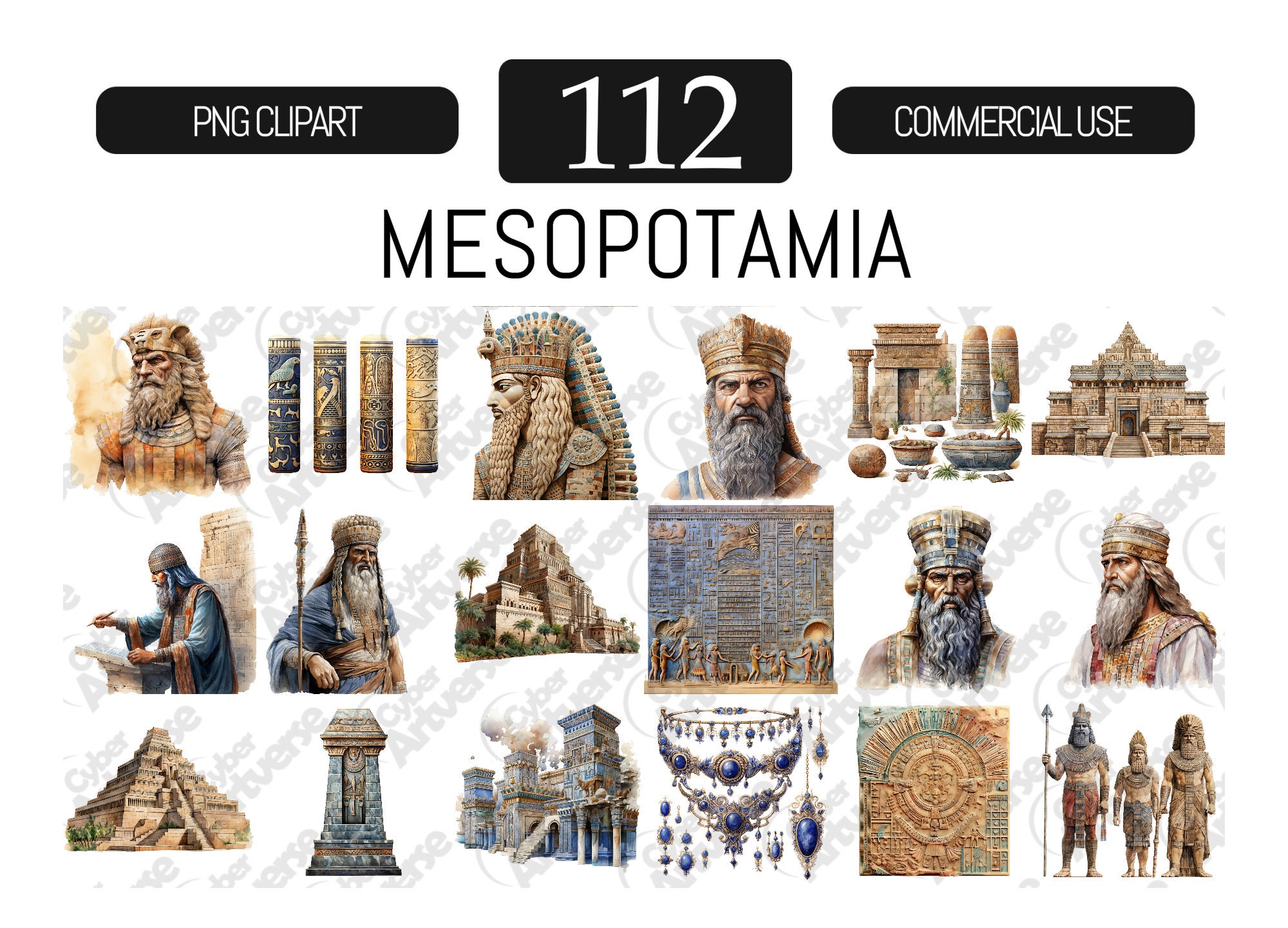 MEGA BUNDLE Mesopotamia Watercolor Clipart Set Ancient Iraq, Babylon ...