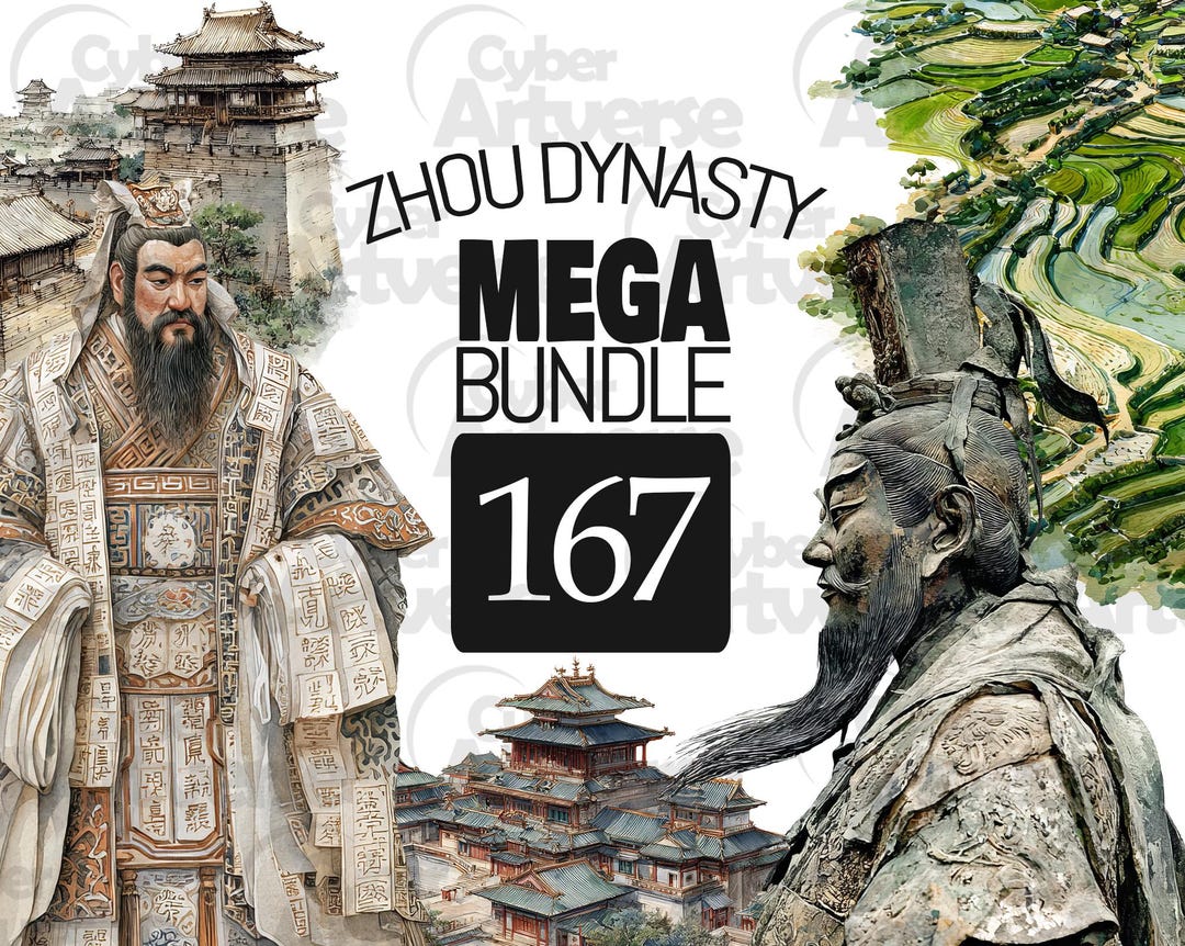 MEGA BUNDLE Ancient Zhou Dynasty Clipart Set - Early China, Mandate ...