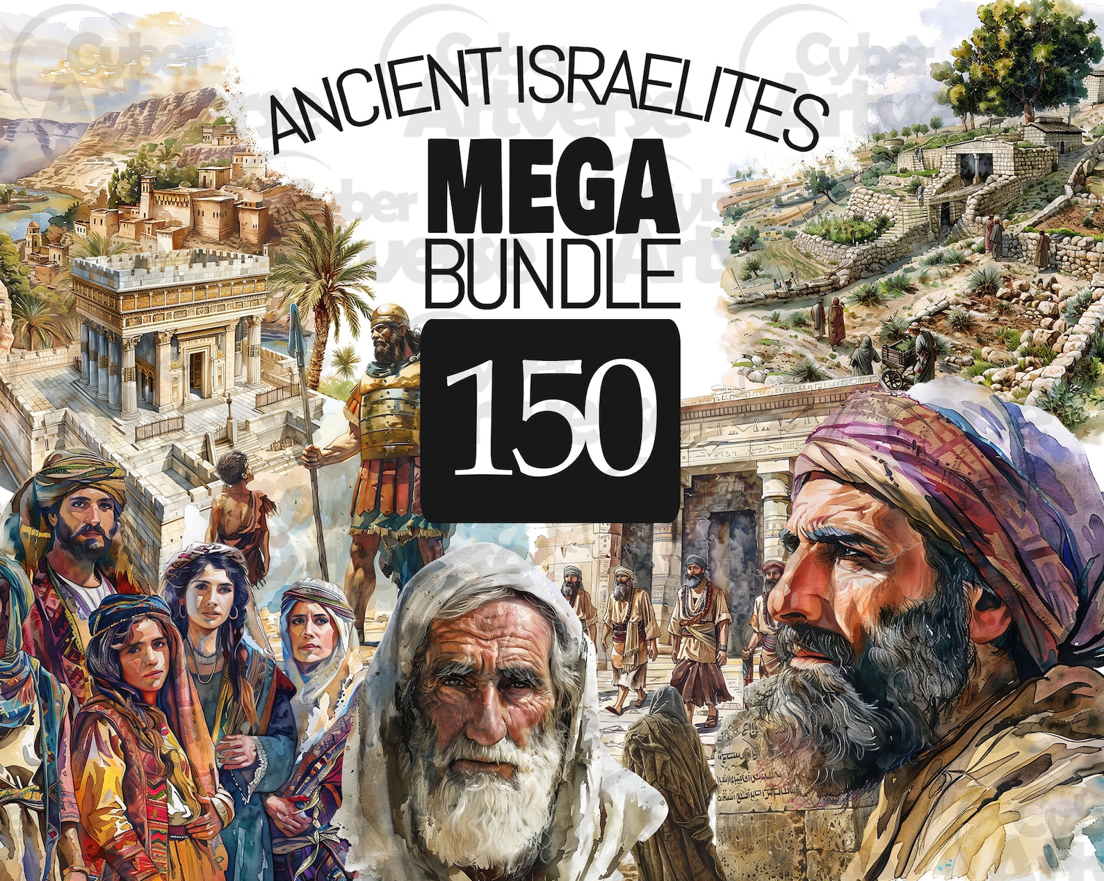 Ancient Israelites Watercolor Clipart Set: Hebrew Bible, Jerusalem ...