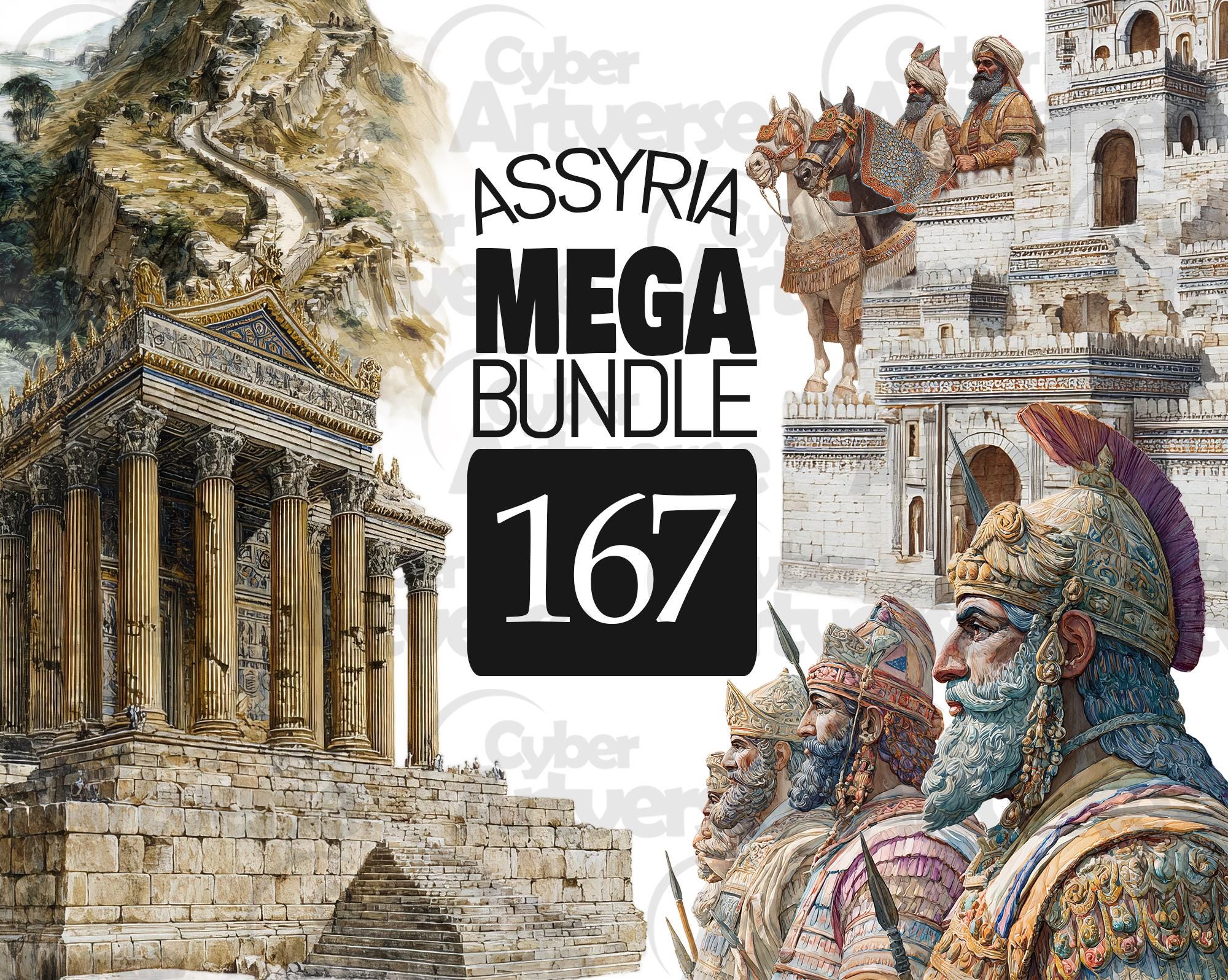 MEGA BUNDLE Ancient Assyria Clipart Set - Mesopotamia, Royal Reliefs ...