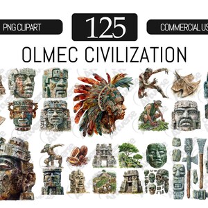 Olmec Civilization Clipart Bundle: Mesoamerica Art (PNG Digital Files ...