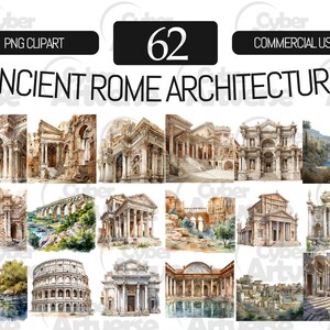 Ancient Roman Architecture Clipart Set: Colosseum & Buildings (62 PNG ...