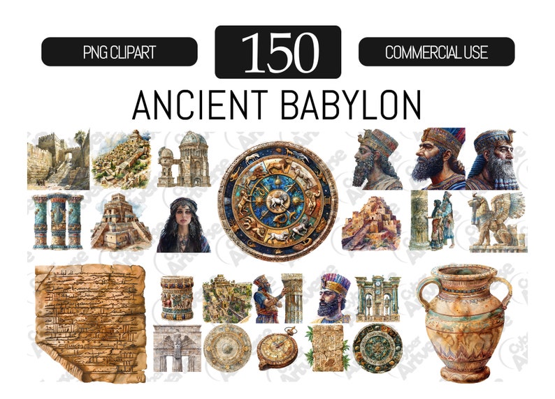 MEGA BUNDLE Ancient Babylon Watercolor Clipart Set Babylonian ...