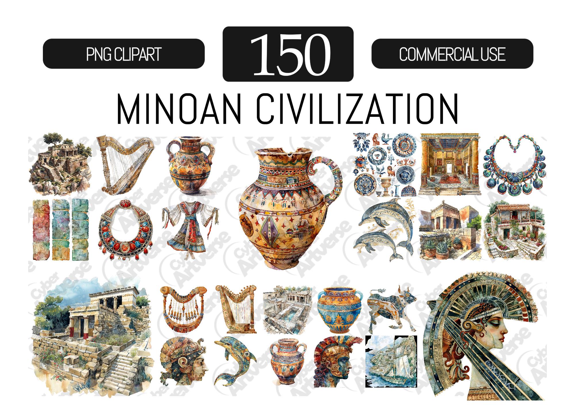 Minoan Civilization Clipart Set: Ancient Crete, Greek Mythology (PNG ...