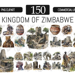 MEGA BUNDLE Kingdom of Zimbabwe Clipart Set - Great Zimbabwe, Shona ...