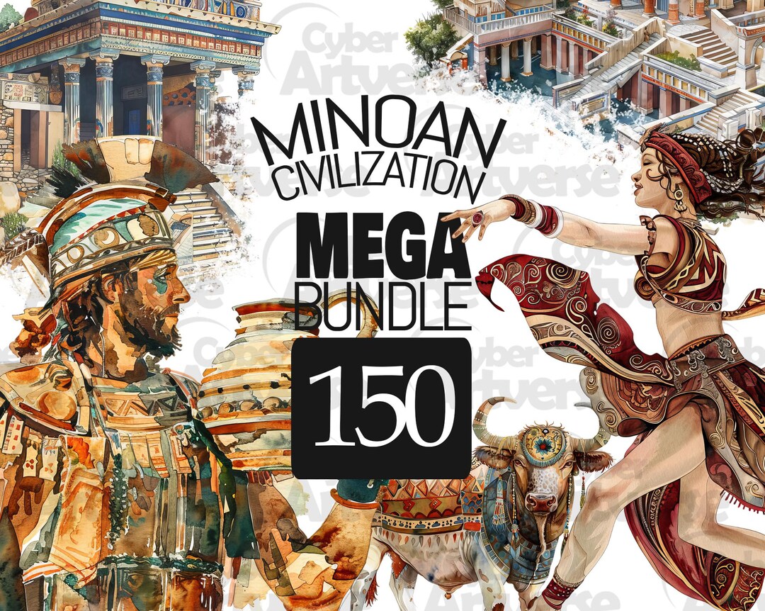 Minoan Civilization Clipart Set: Ancient Crete, Greek Mythology (PNG ...