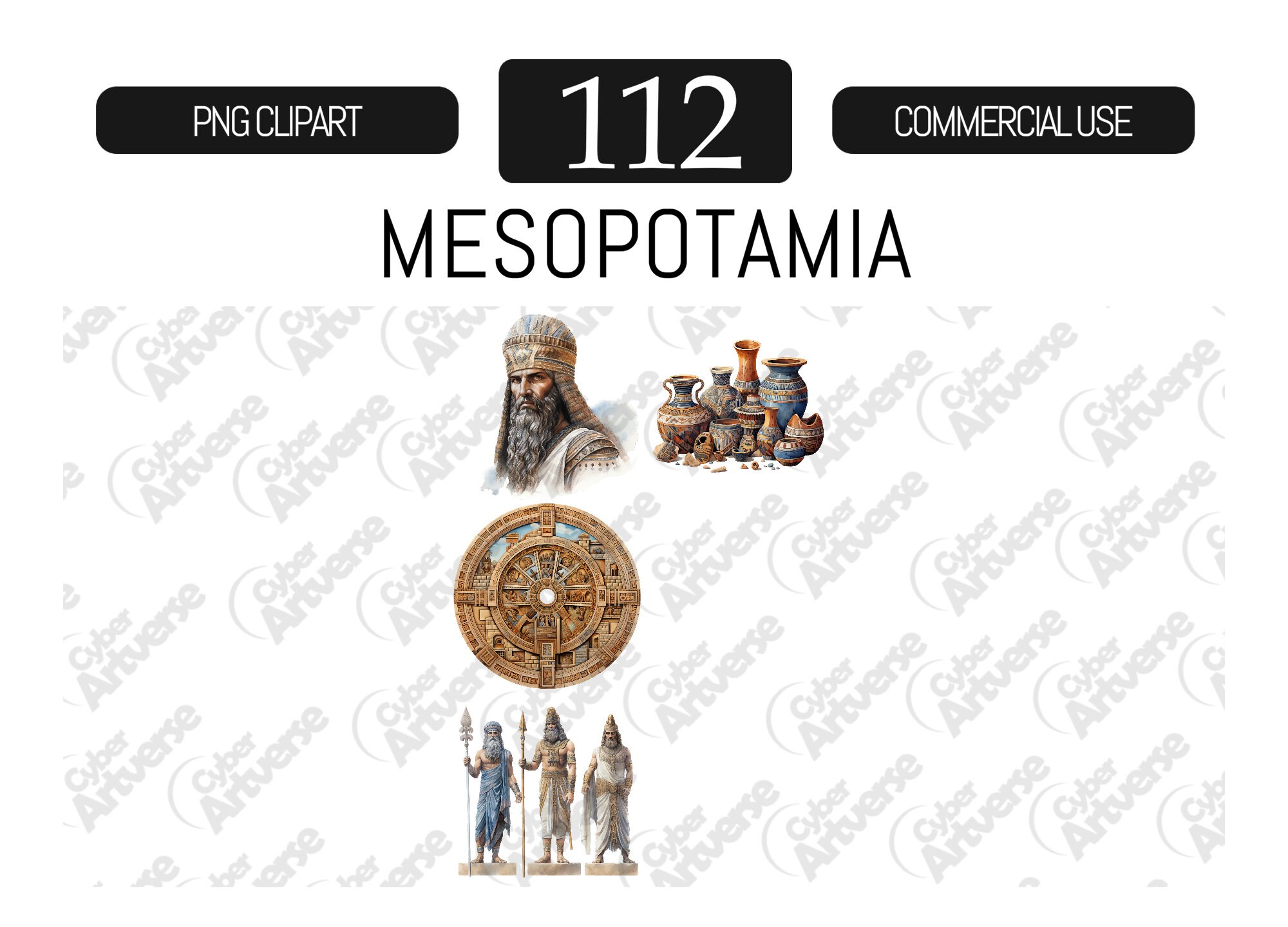 MEGA BUNDLE Mesopotamia Watercolor Clipart Set Ancient Iraq, Babylon ...